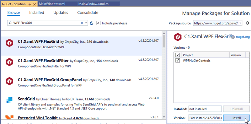 Using Componentone Wpf Controls With The Nuget Package Manager Componentone